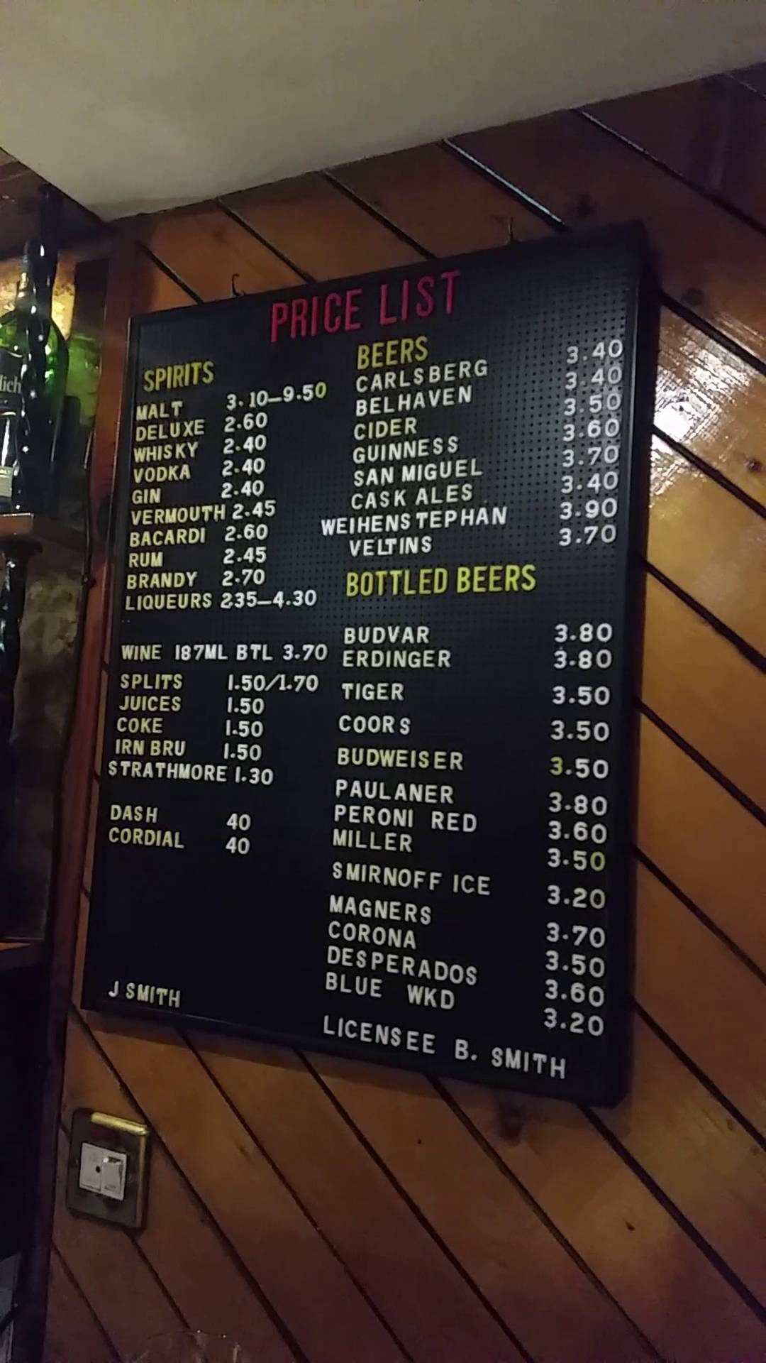 Menu at The Weavers Bar, Strathaven