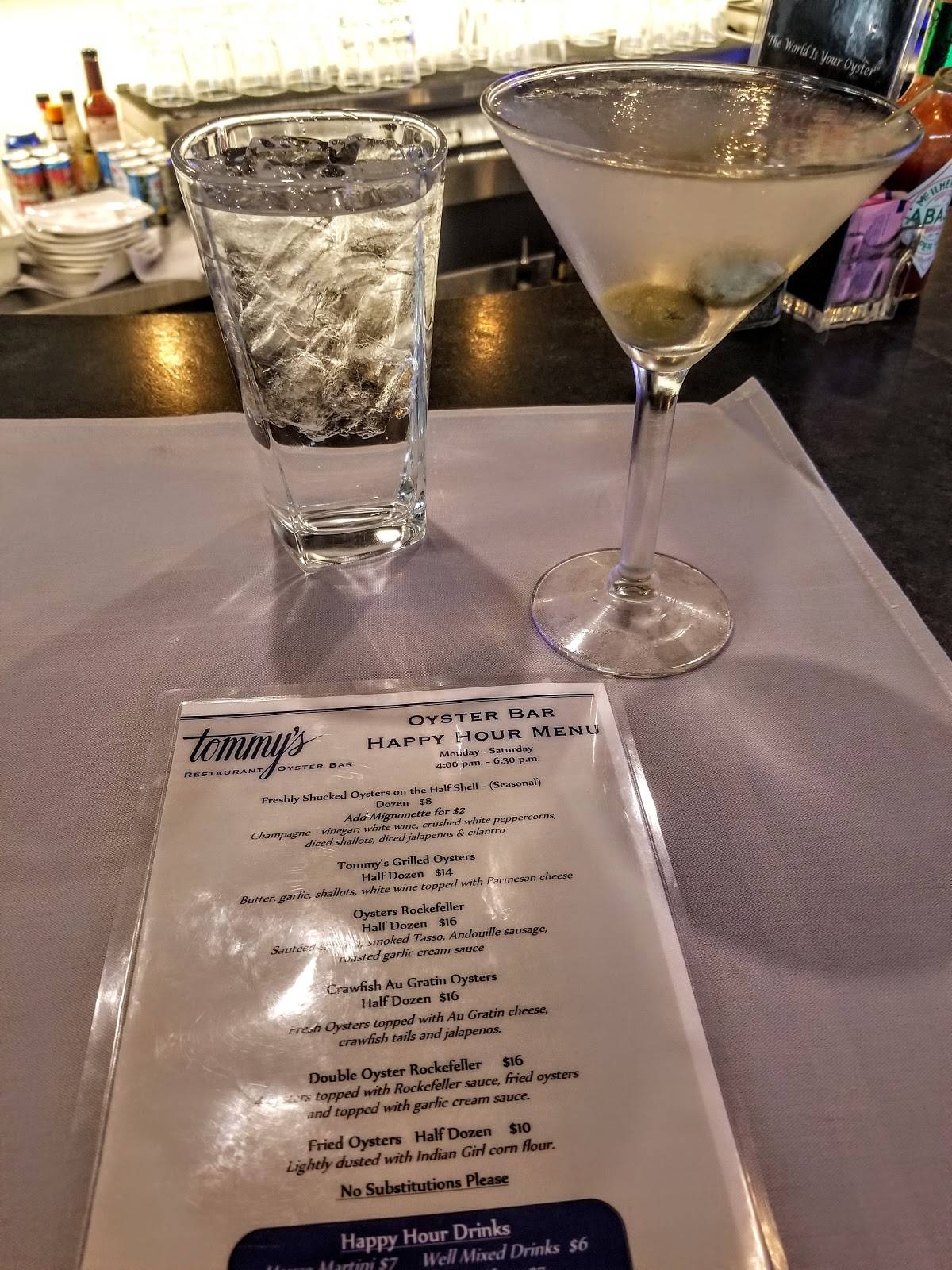 Menu at Tommy's Seafood Restaurant & Oyster Bar, Houston