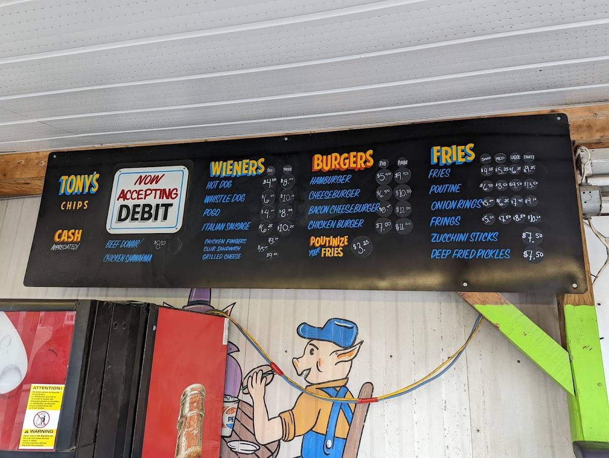 Menu at Tony's Chip Wagon restaurant, Ottawa