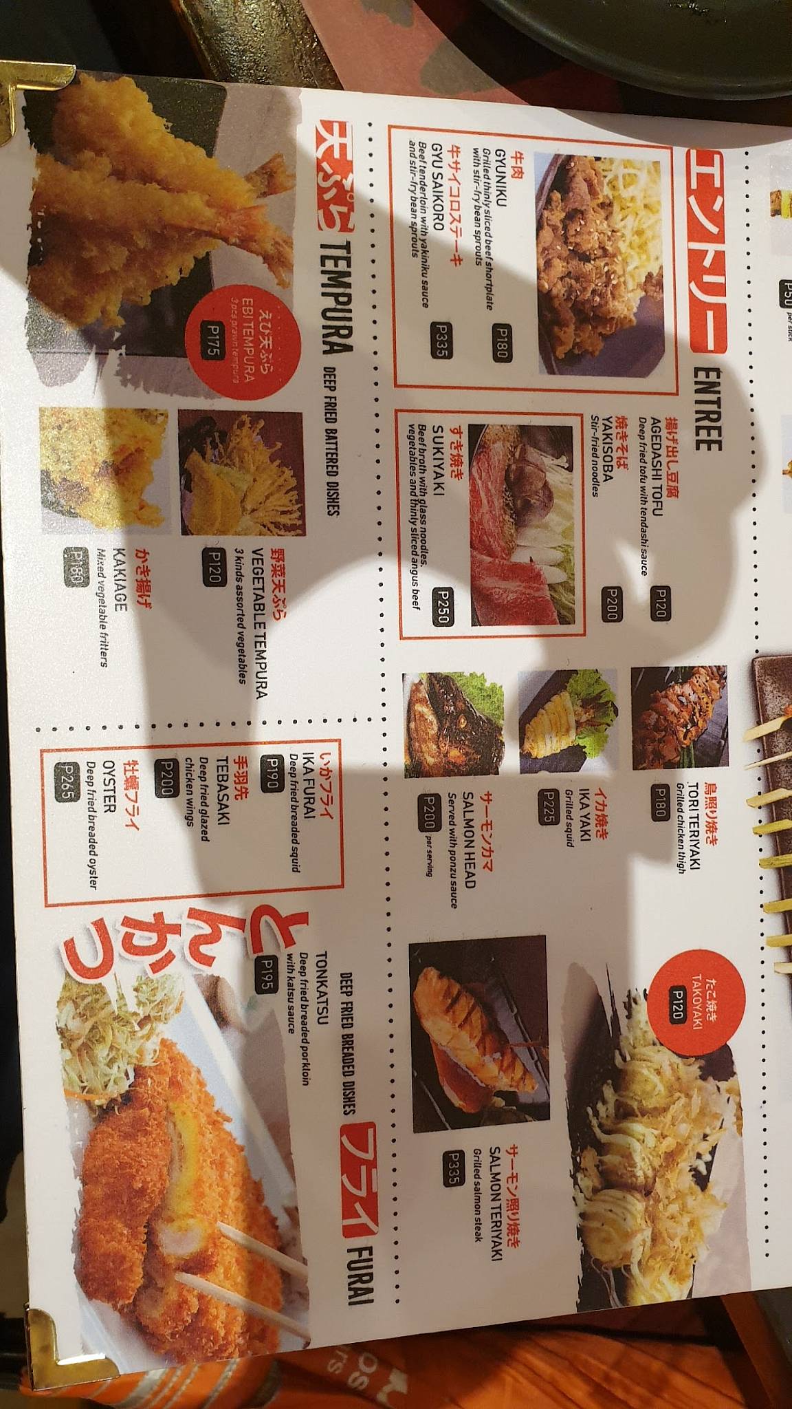 Menu at Torimomo restaurant, Manila, HXGM+CRC