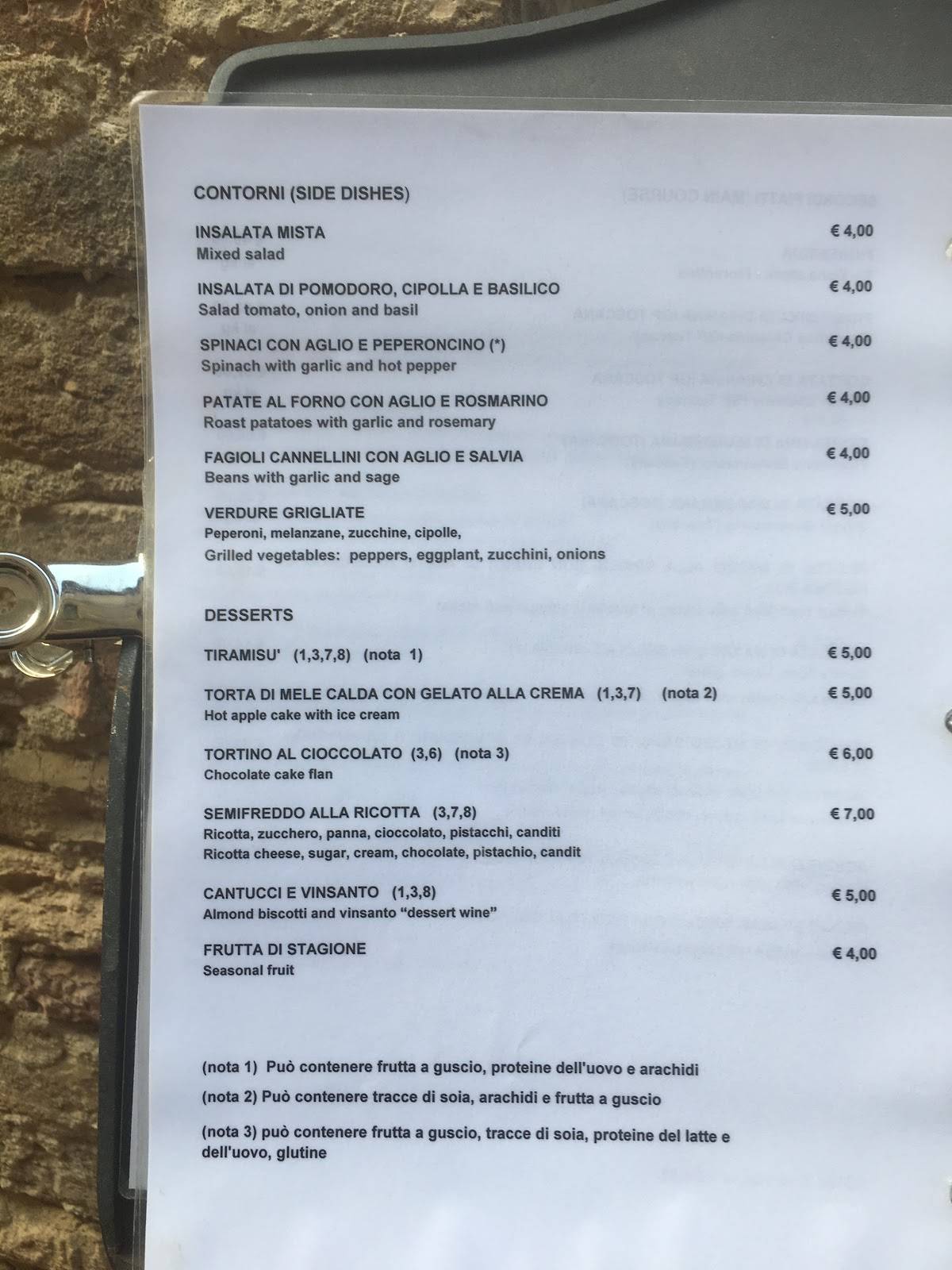 Menu da Trattoria Antica Macelleria ristorante, San Gimignano