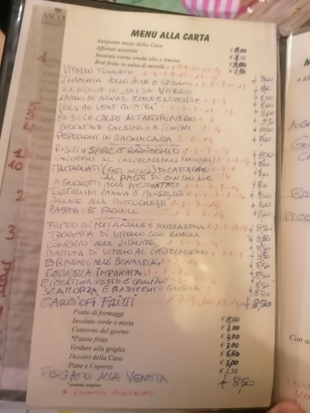 Menu da Trattoria Bon Bon ristorante, Torino