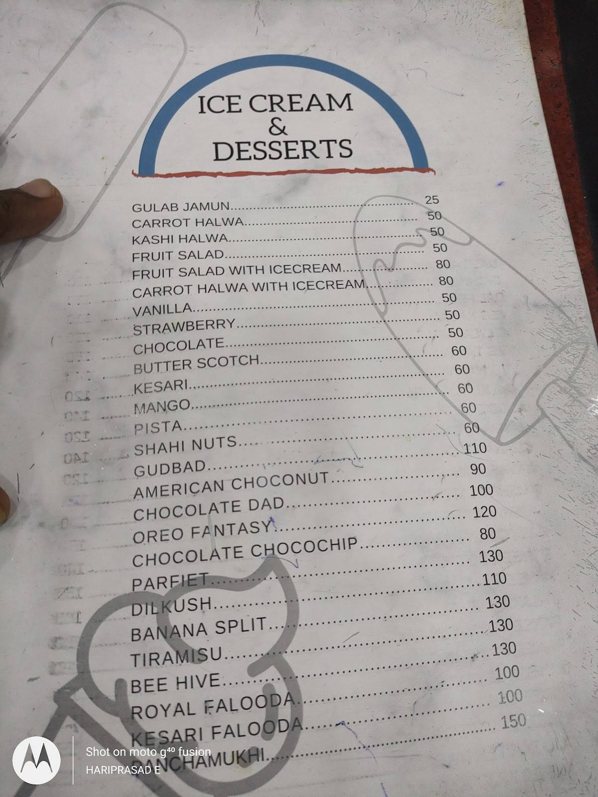 Menu at Pai Tiffins Manipal, Manipal