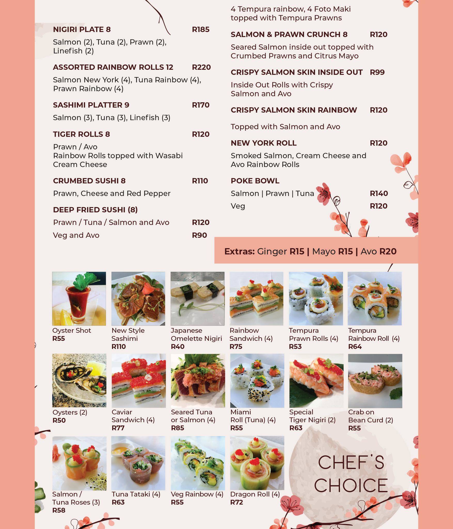 Menu at Umami Sushi restaurant, Cape Town, Imhoff farm 51 - 100 pax