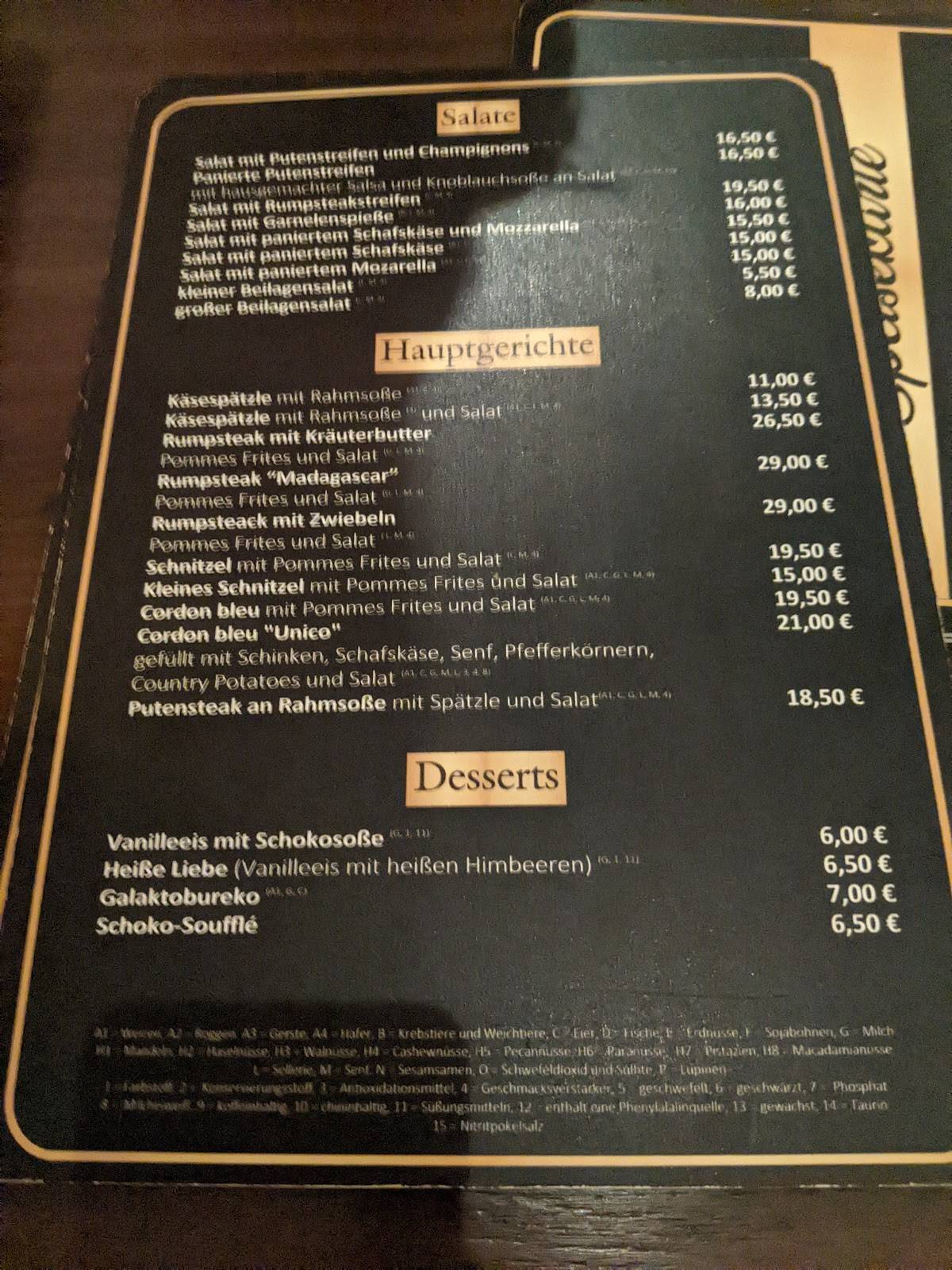 Speisekarte von Unico Café - Bar, Offenburg