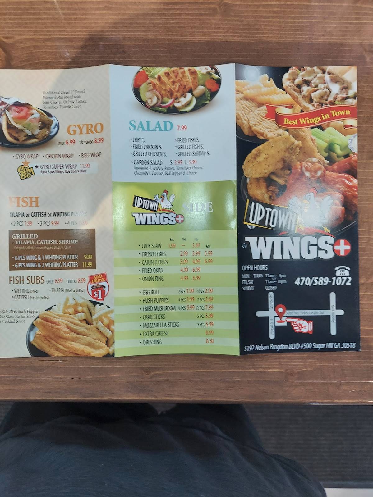 Menu at Uptown wings+ restaurant, Sugar Hill