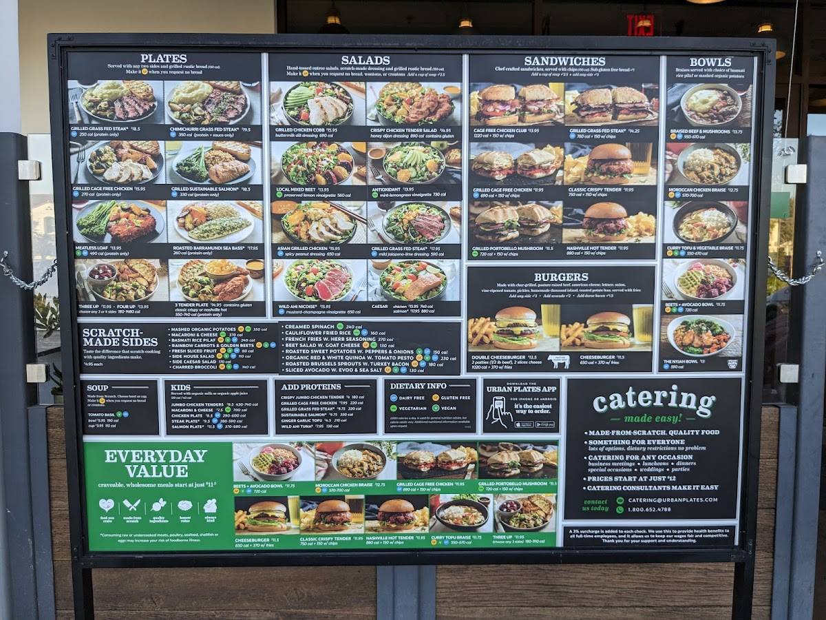 Menu at Urban Plates restaurant, Brea