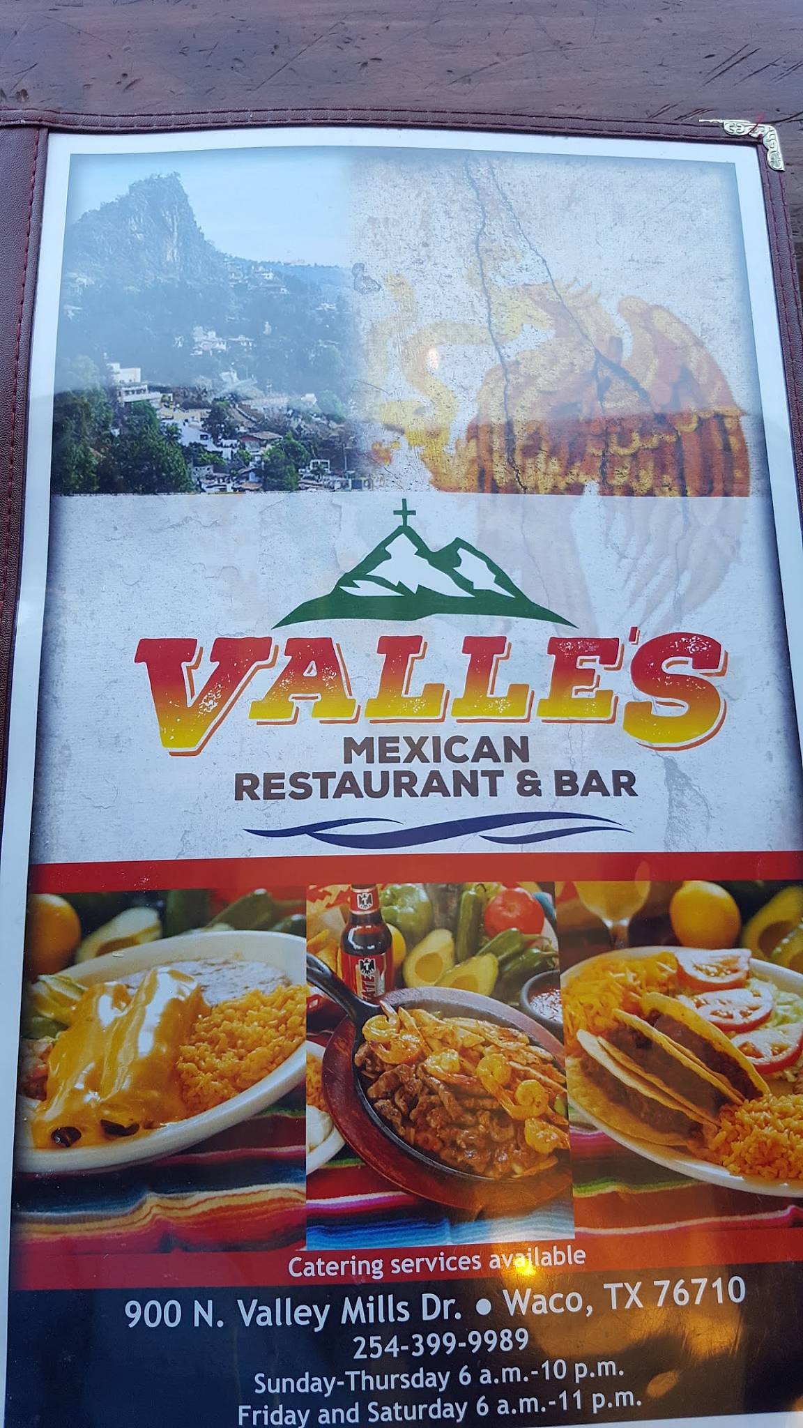 Menu at Valle's Mexican Restaurant, Waco