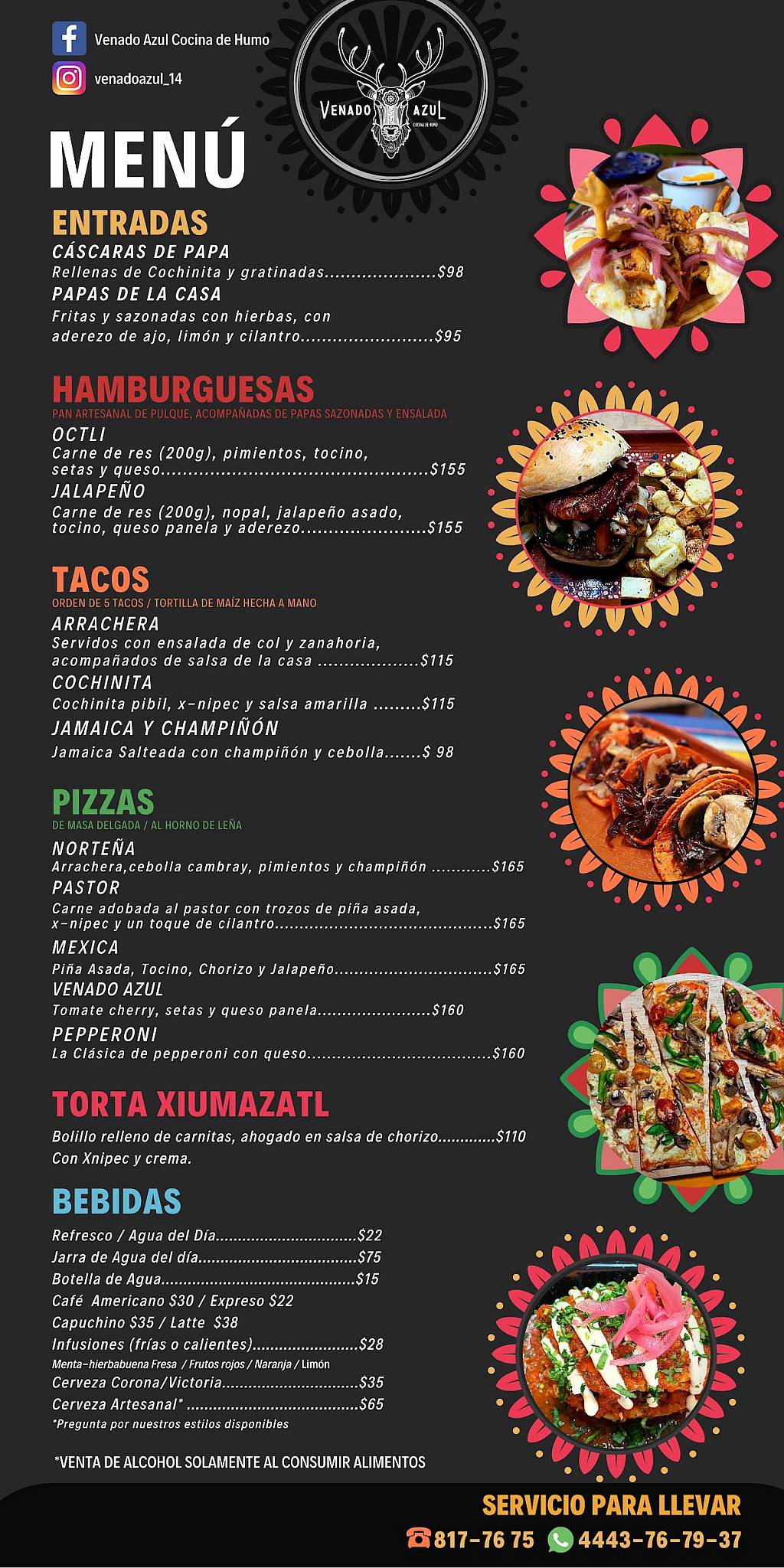 Carta del restaurante Venado Azul, San Luis Potosi