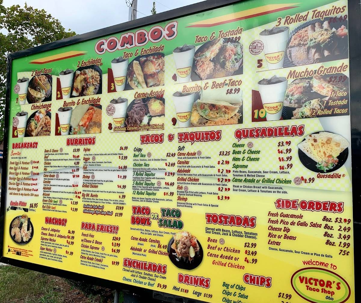 Menu at Victors Taco Shop restaurant, Delaware