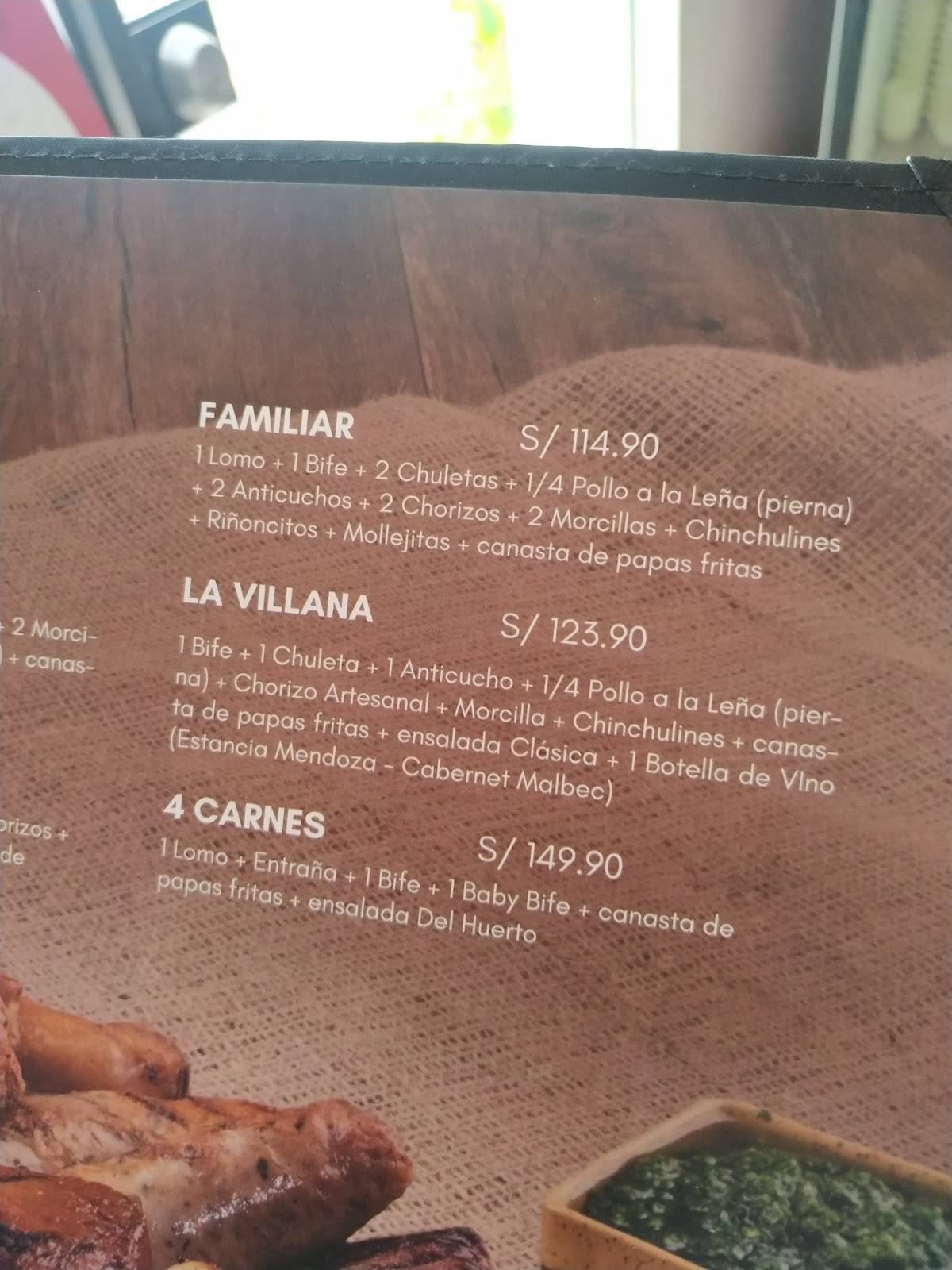 Carta del restaurante Villa Chicken, San Miguel, Av. La Mar 2251