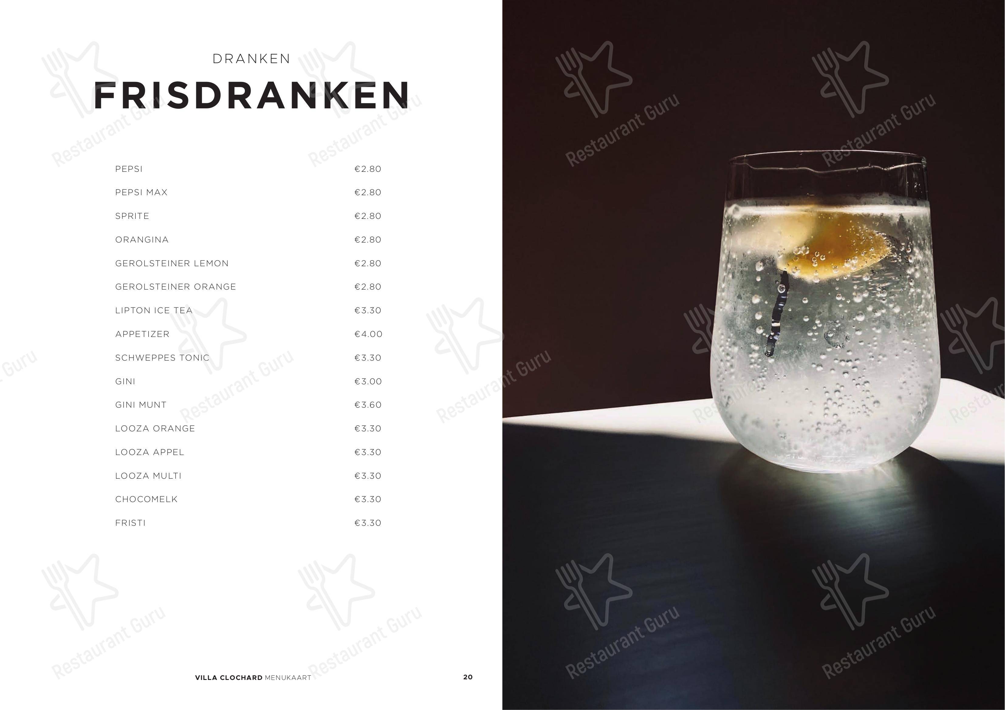 Menu au Villa Clochard, Lokeren