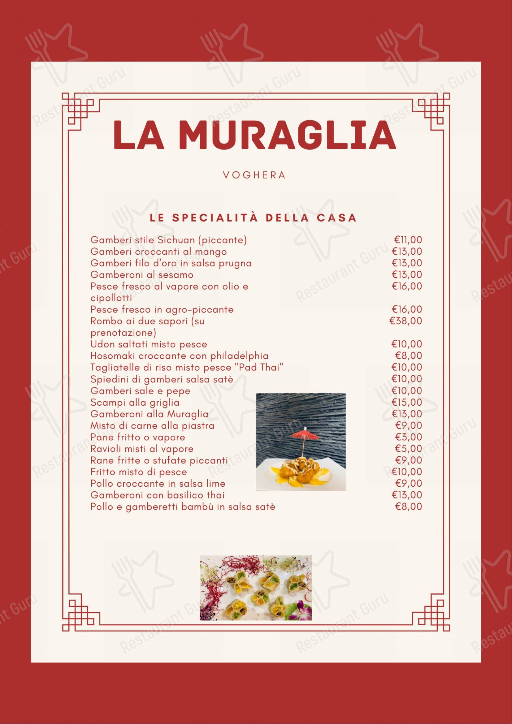 Menu da Ristorante Cinese La Muraglia, Voghera
