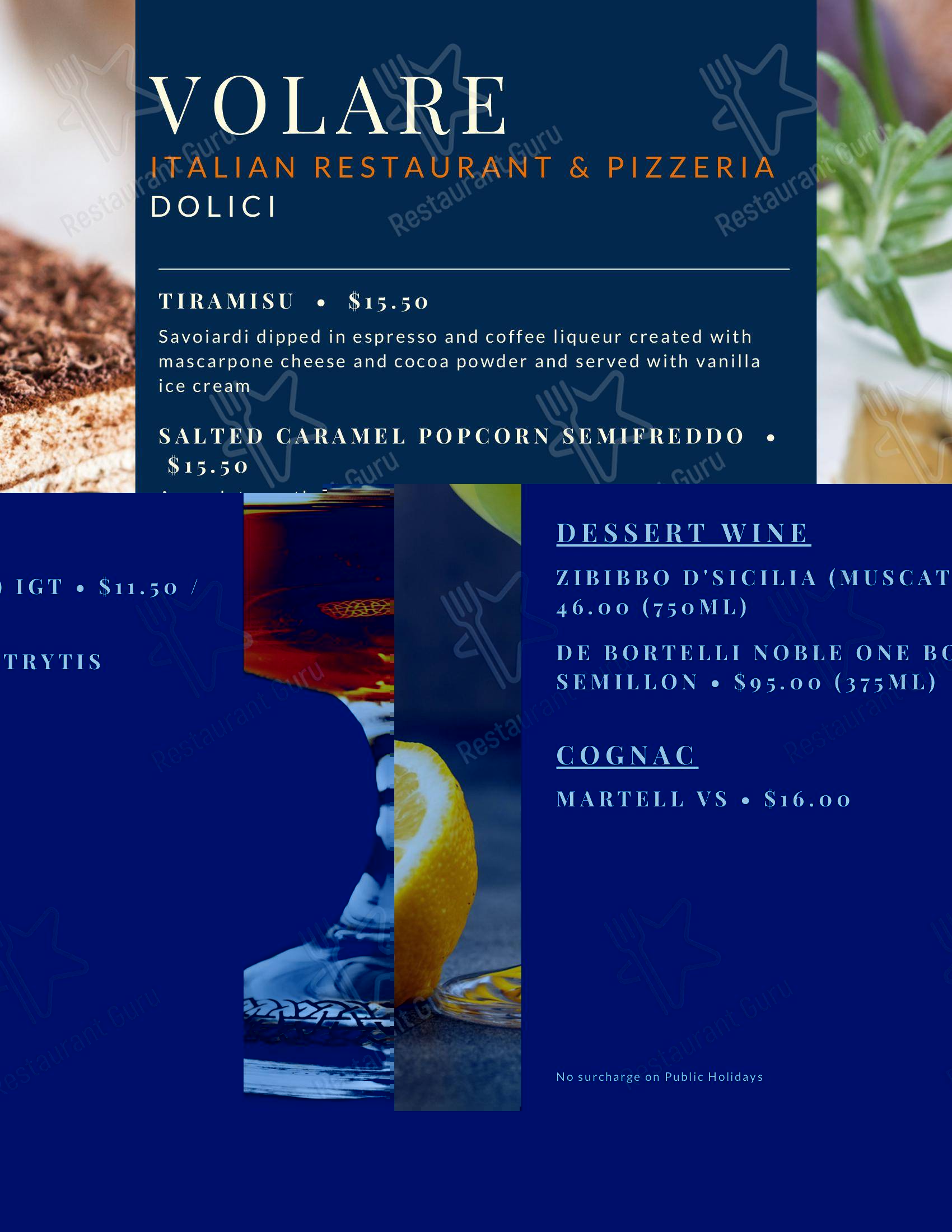 Menu at Volare Italian Restaurant and Pizzeria, Auckland