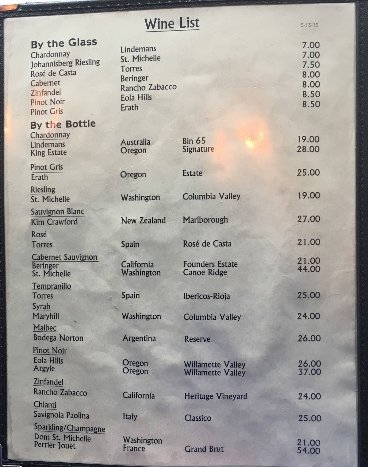 Menu at Warren House Pub, Cannon Beach