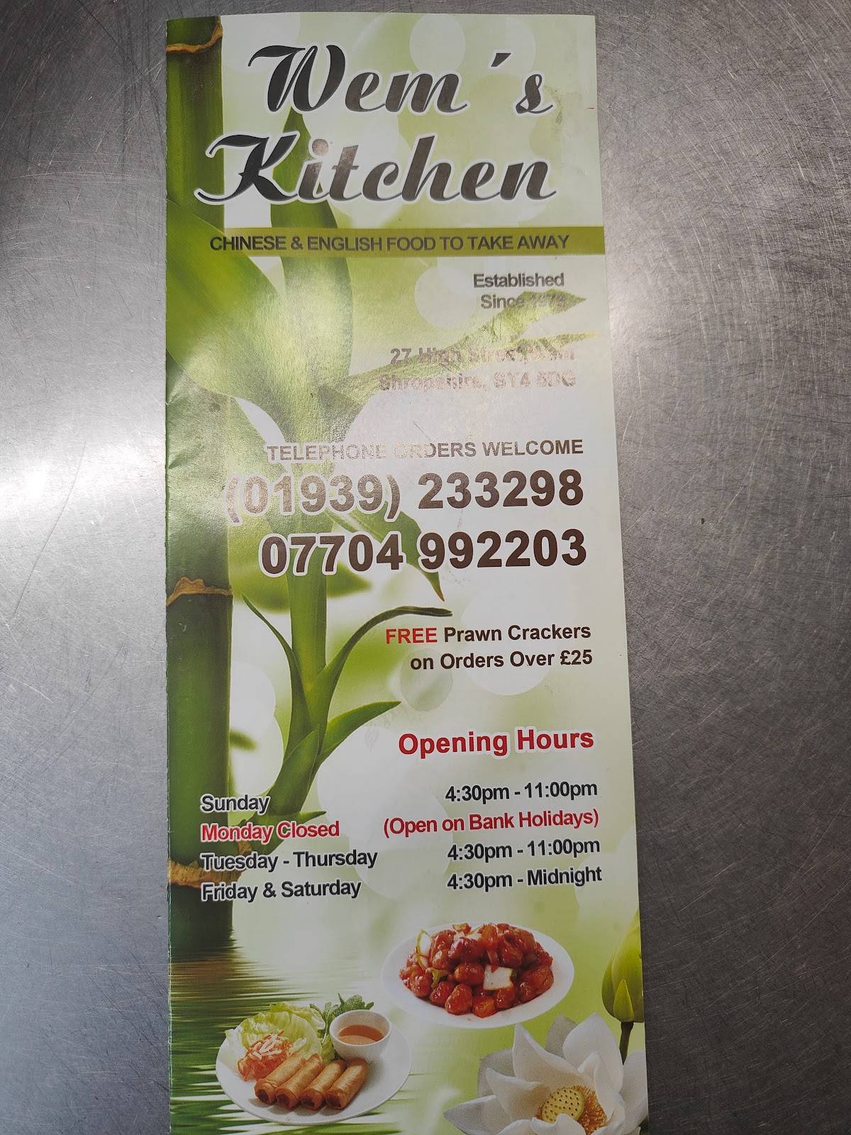 Menu at Wem's Kitchen fast food, Tilley