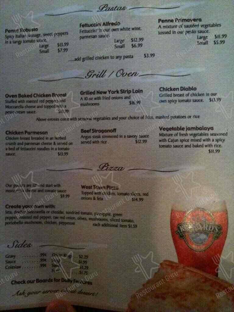 Menu at West Town Bar & Grill, Hamilton