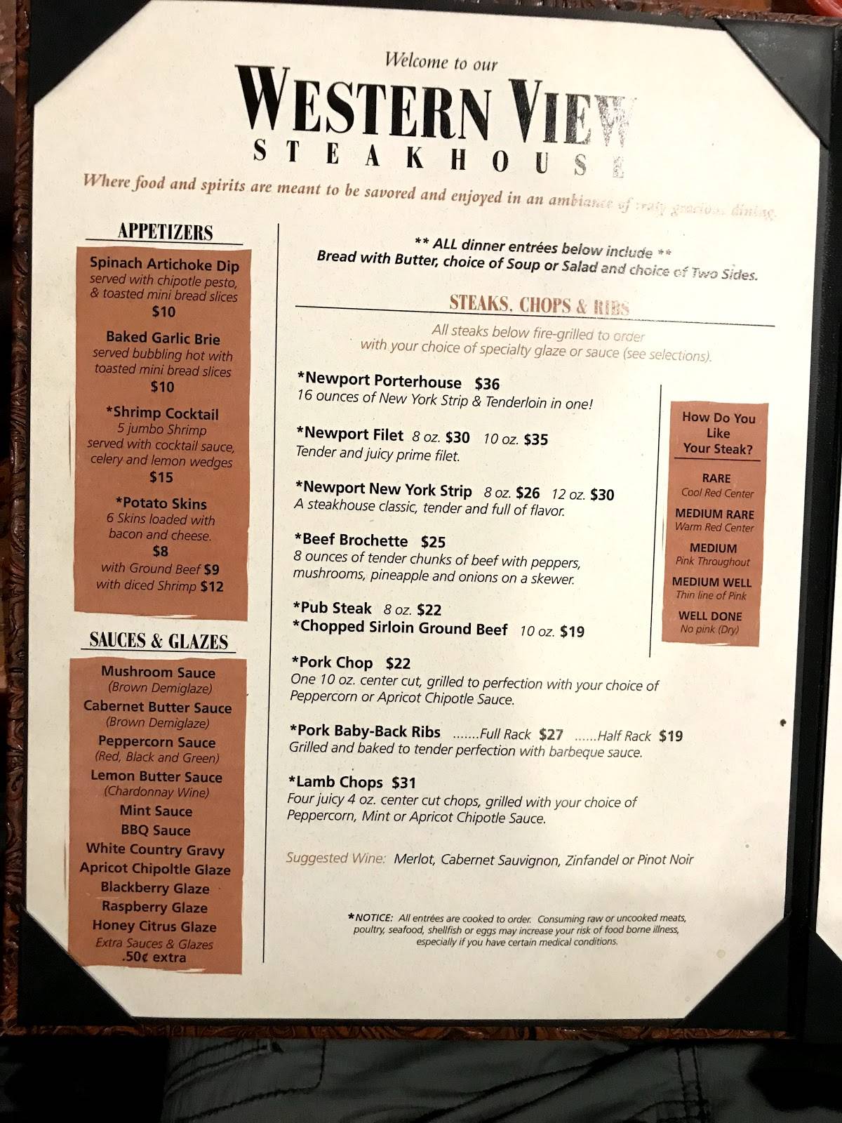 Menu at Western View Steakhouse, Williams, W Historic Rte 66
