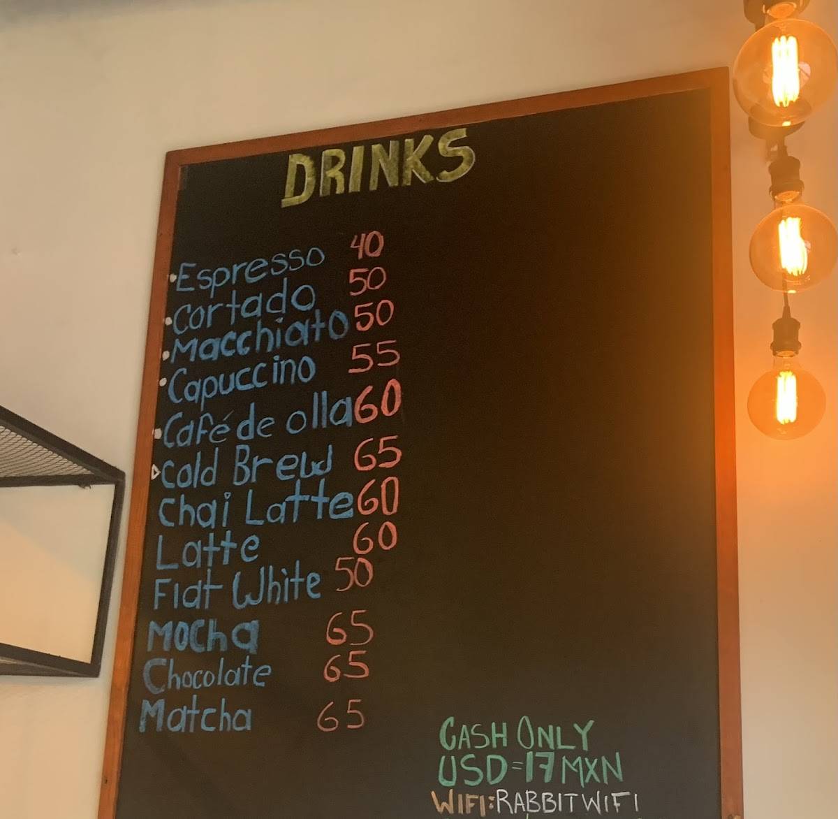 Carta del café White Rabbit, Puerto Vallarta