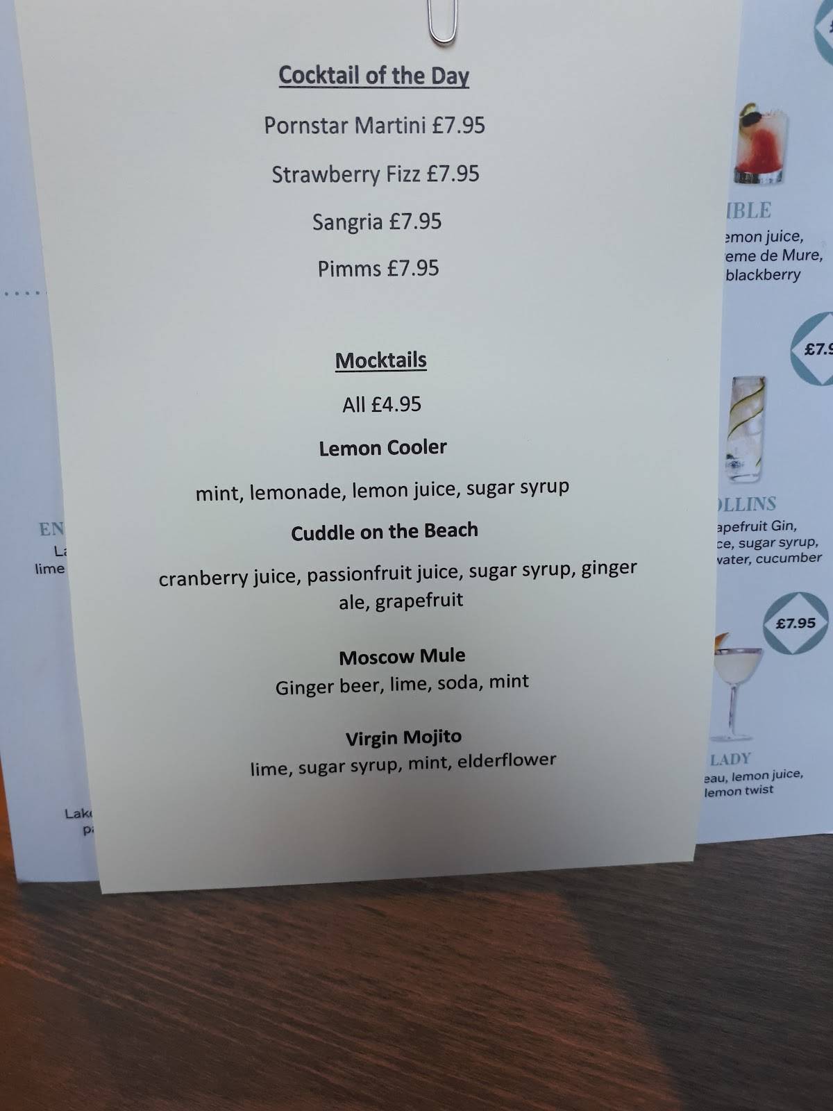 Menu at The Peddler restaurant, Whitehaven