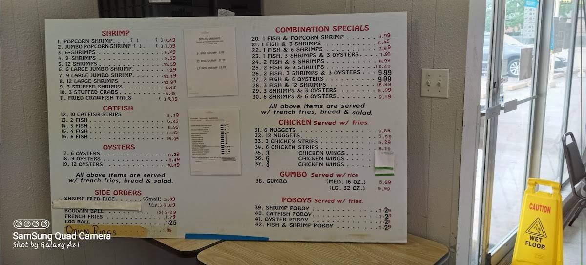 Menu at Will T's Seafood restaurant, Beaumont