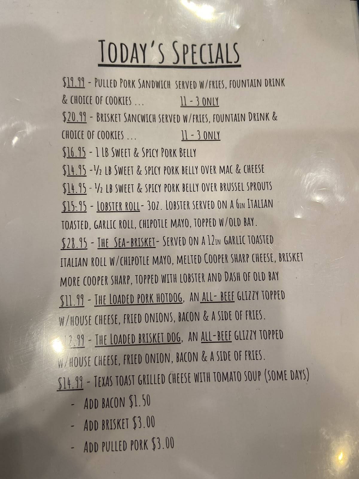 Menu at Wilson's Secret Sauce BBQ, Upper Darby