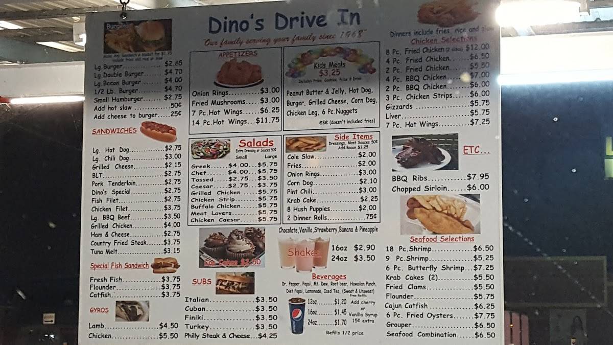 Menu at Dino's Drive-In BBQ, Winter Haven
