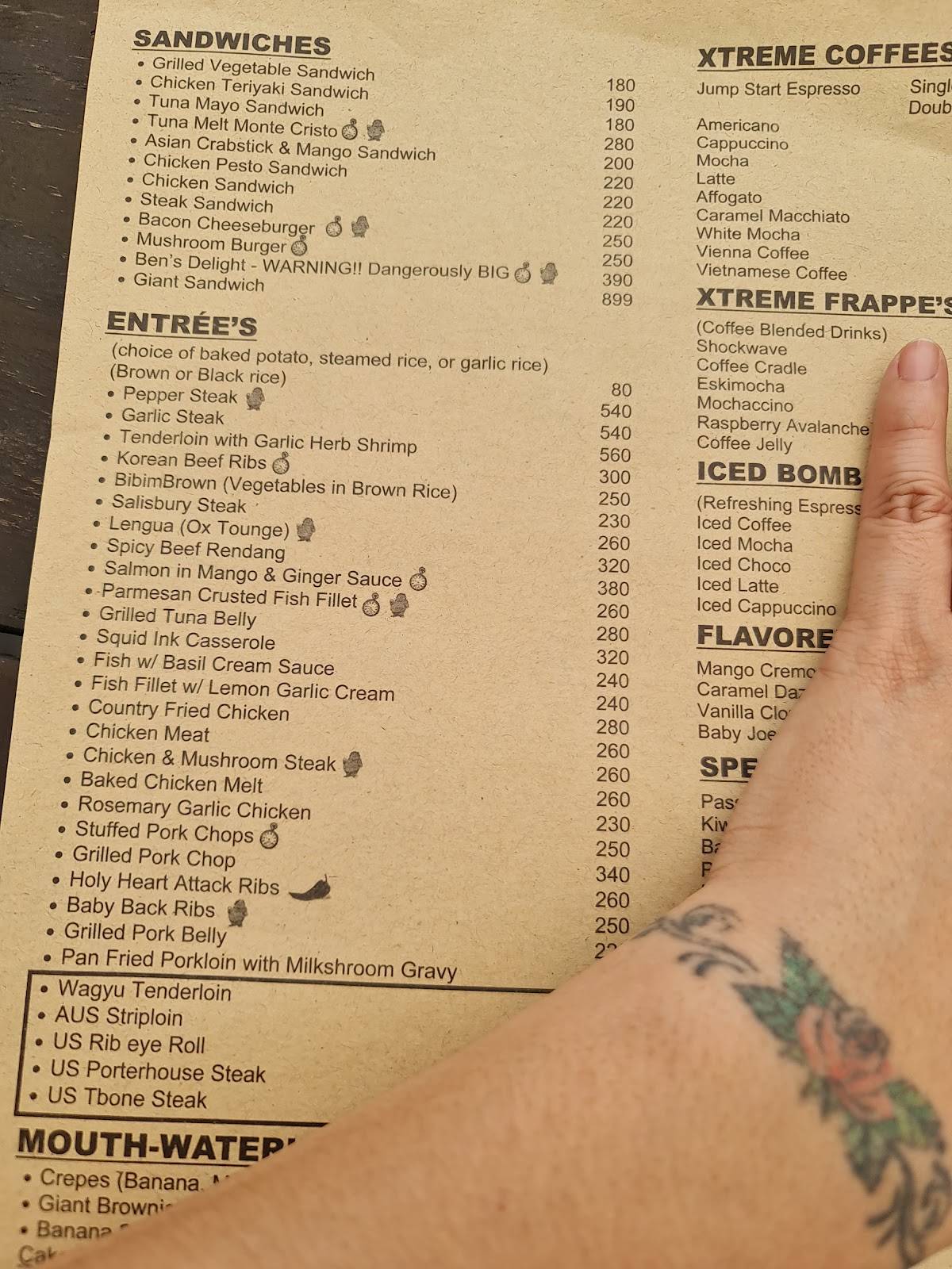 Menu at Xtremely Xpresso Cafe, Olongapo, #1 Dewey Avenue Subic Bay ...