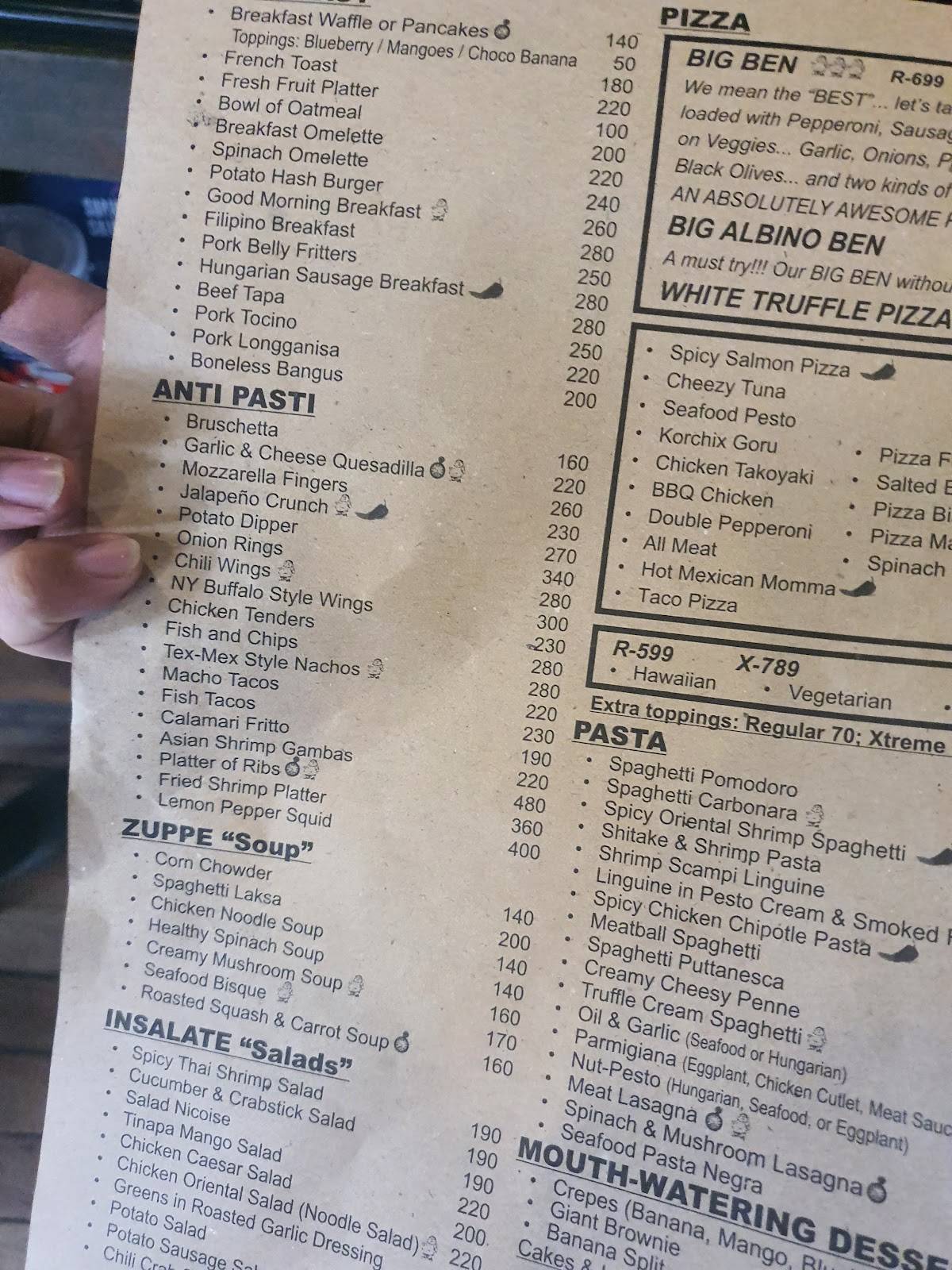 Menu at Xtremely Xpresso Cafe, Olongapo, #1 Dewey Avenue Subic Bay ...