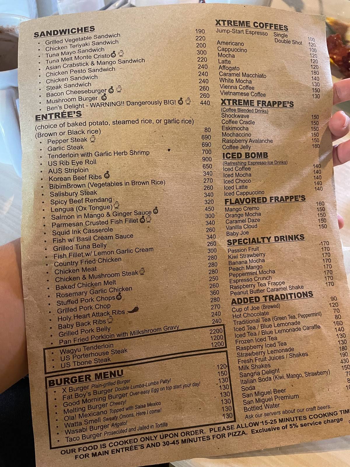 Menu at Xtremely Xpresso Cafe, Olongapo, #1 Dewey Avenue Subic Bay ...