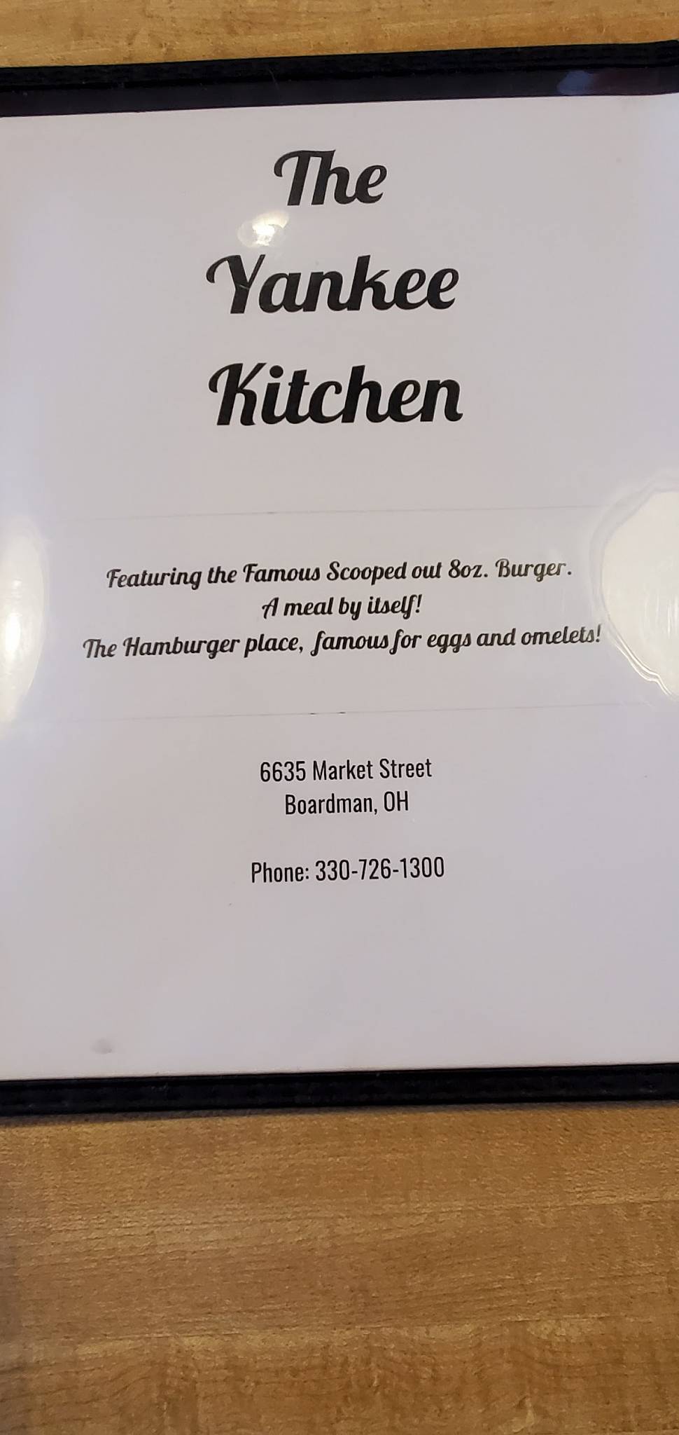 Menu at Yankee Kitchen Restaurant, Youngstown