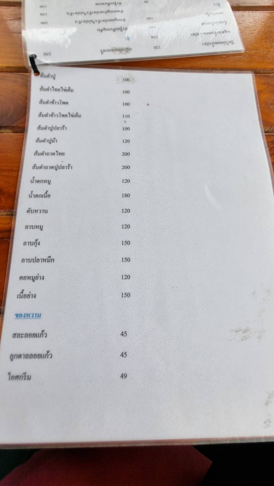 Menu at Yindee Cafe’, Bang Phli Yai