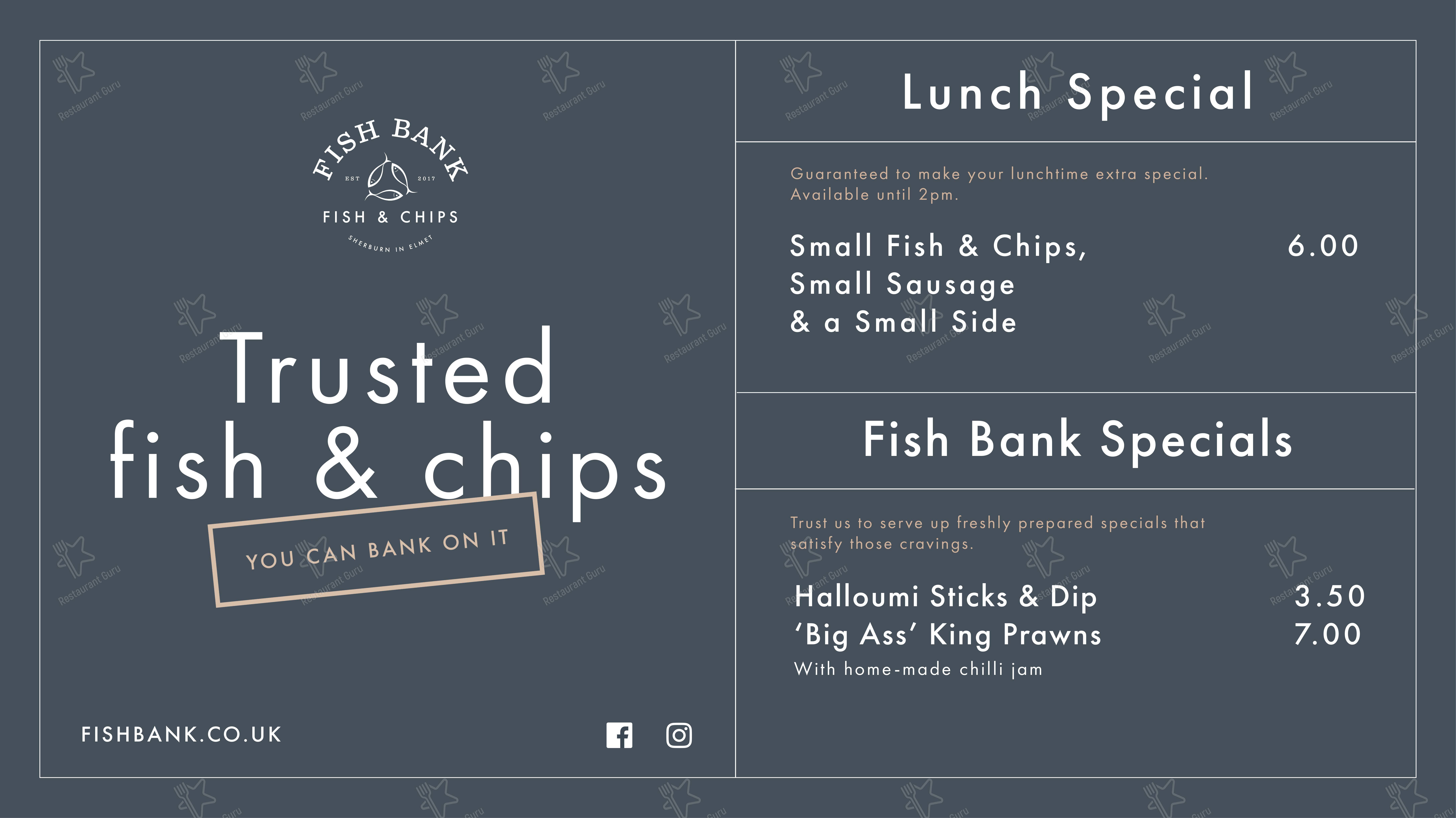 Menu at The Fish Bank restaurant, Sherburn in Elmet