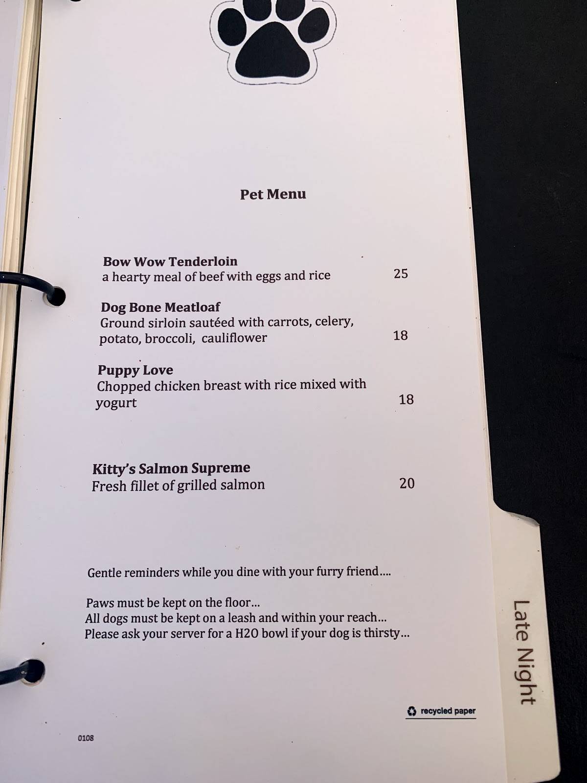 Menu at 180blũ restaurant, Dana Point, 1 Ritz Carlton Dr