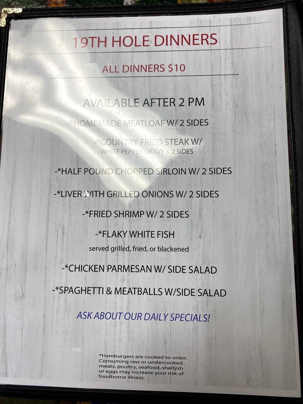 Menu at 19th Hole Restaurant At Lake Tansi, Crossville