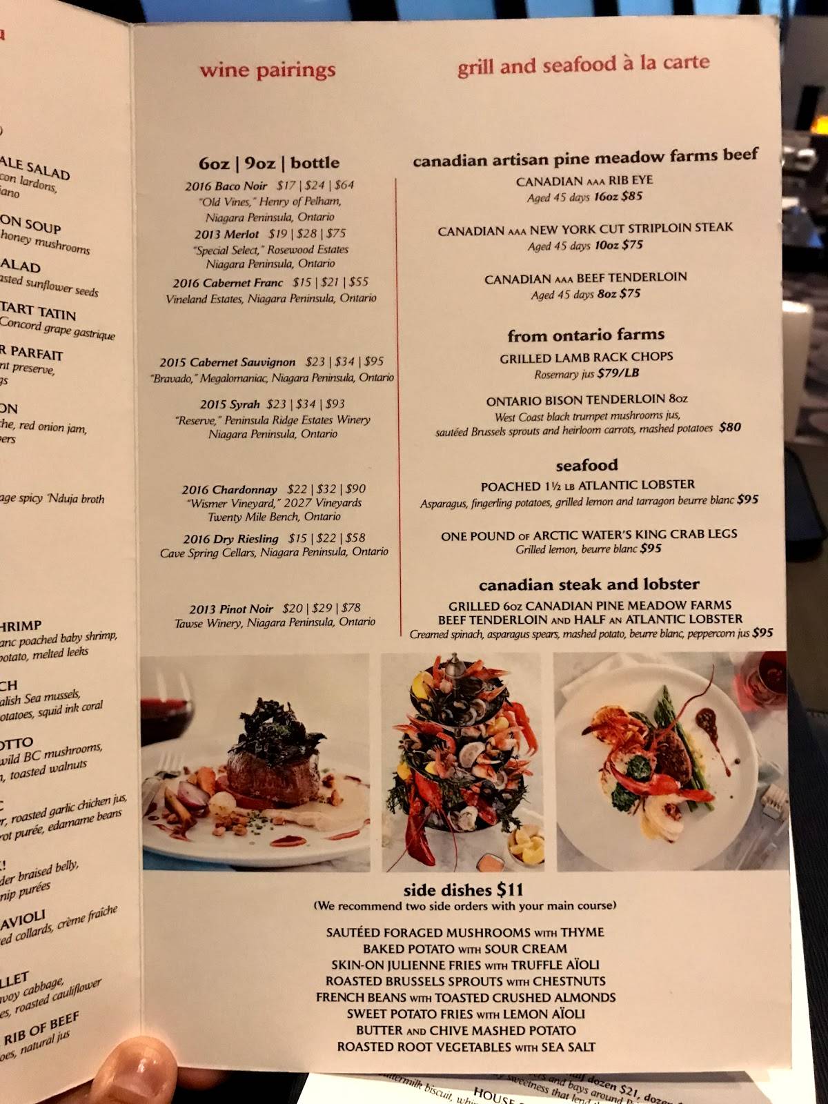 Menu at 360 The Restaurant at the CN Tower, Toronto
