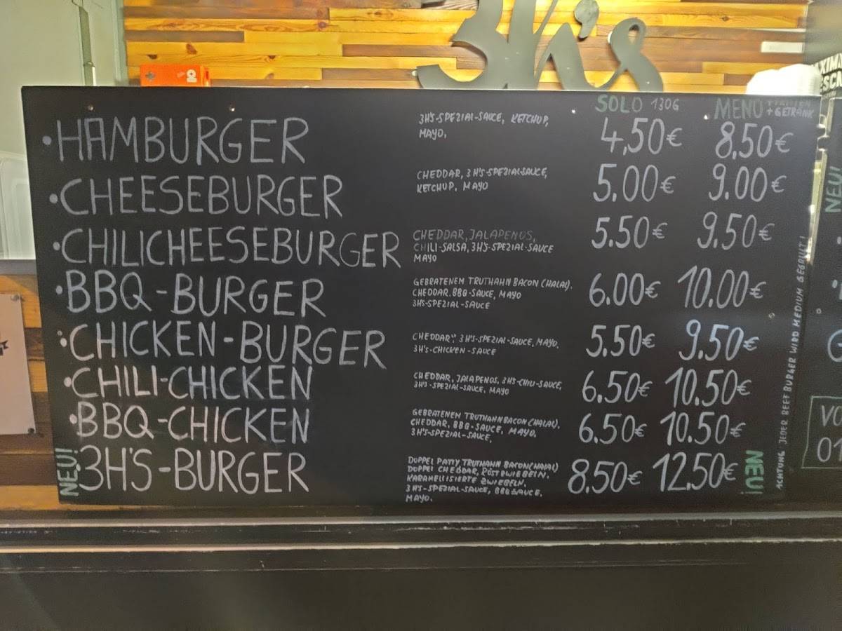 Speisekarte von 3h‘s burger & chicken Frechen Foodtruck restaurant, Frechen