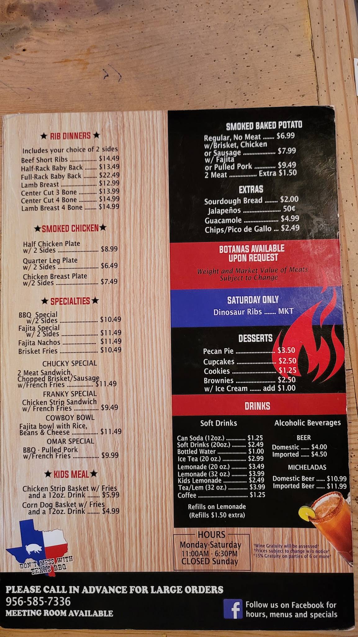 Menu at 492 BBQ, Mission, FM492