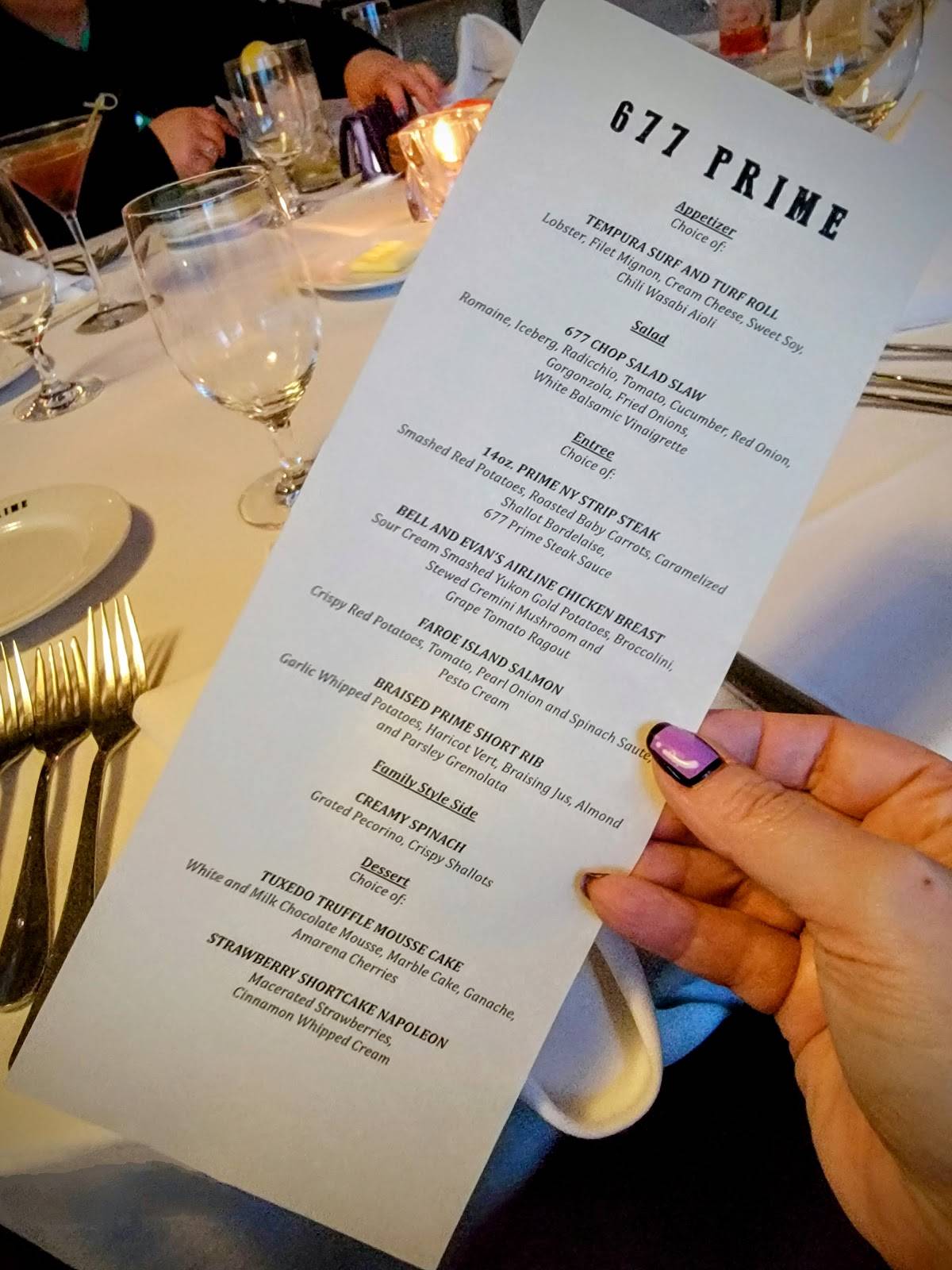 Menu at 677 Prime steakhouse, Albany
