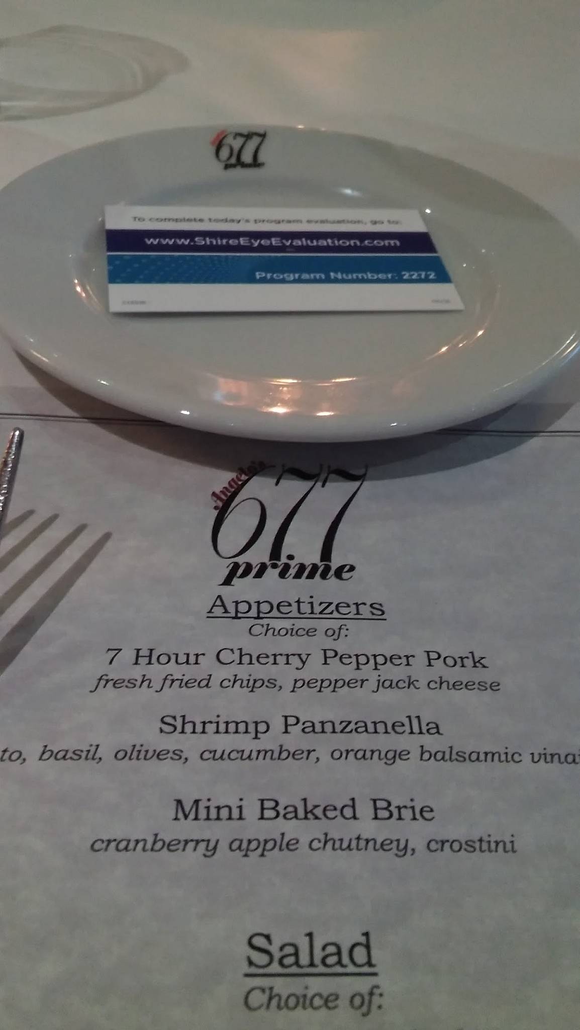 Menu at 677 Prime steakhouse, Albany