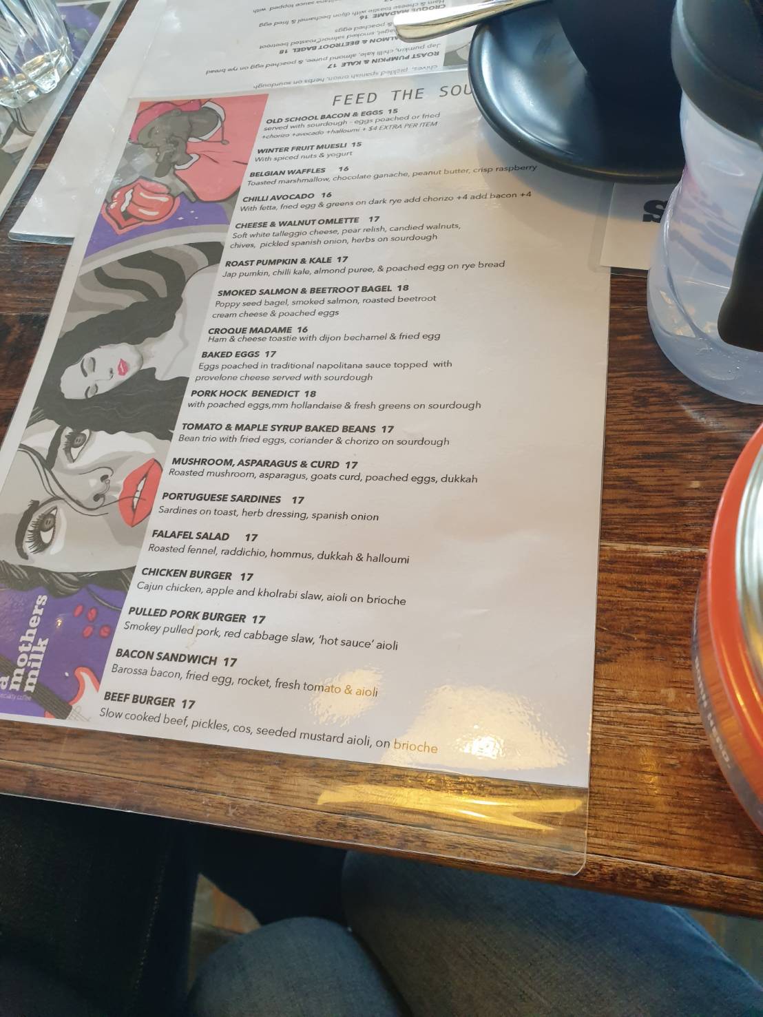 Menu at A Mother's Milk Unley restaurant, Unley, 105 Unley Rd