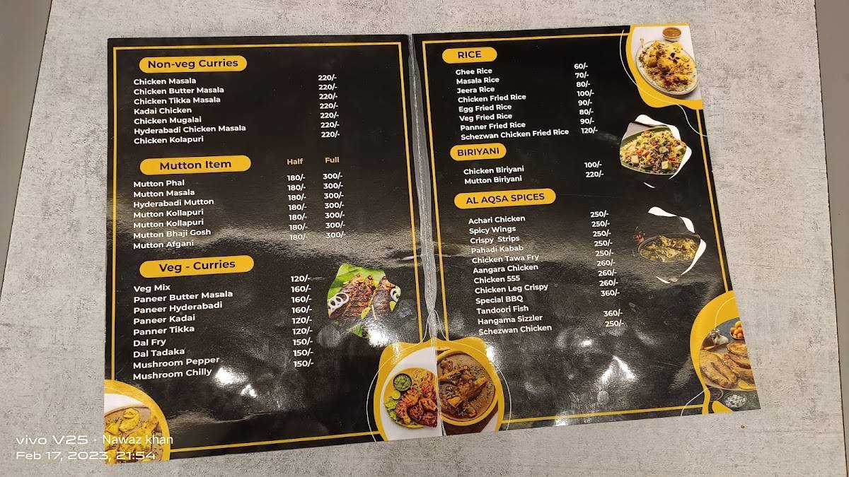 Menu at AL AQSA HOTEL, Bengaluru