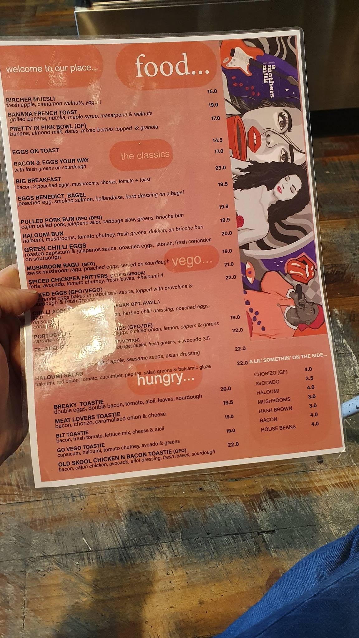 Menu at A Mother's Milk Unley restaurant, Unley, 105 Unley Rd