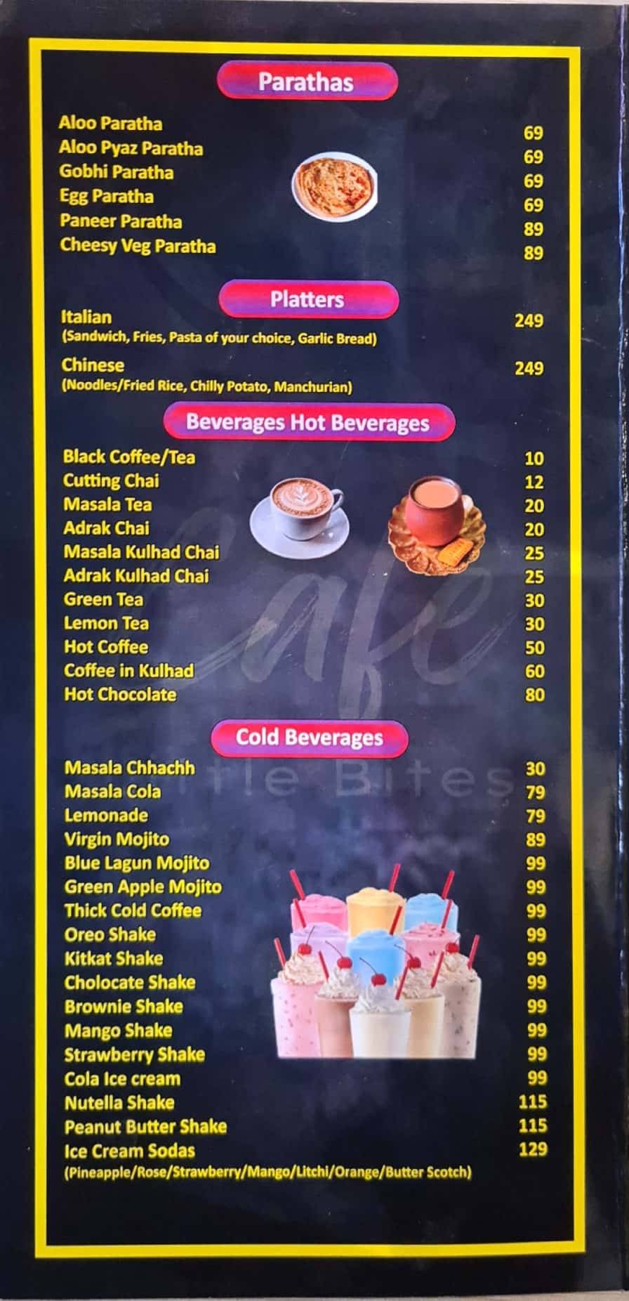 Menu at Cafe Little Bites, Agra