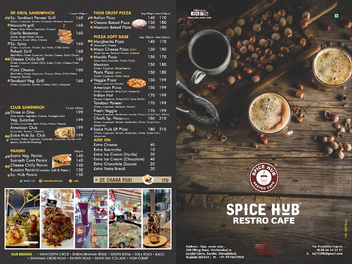 Menu at Spice Hub Restro Cafe, zundal, Ahmedabad, spice hub restro cafe