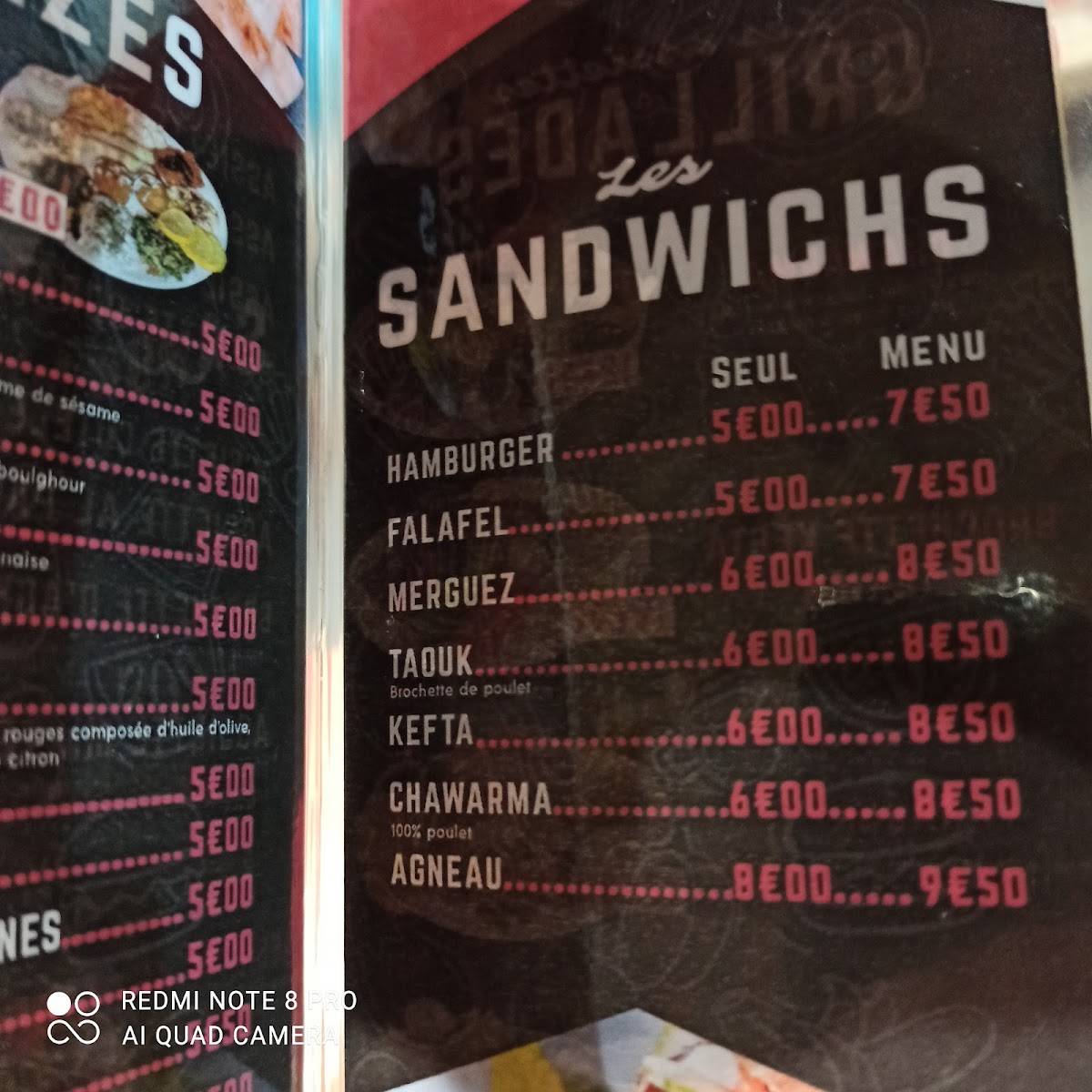 Menu au Al Bacha restaurant, Lyon