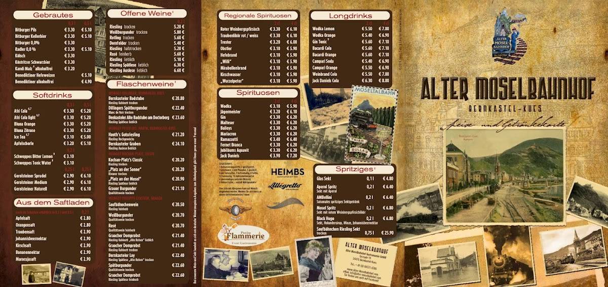 Speisekarte von Alter Moselbahnhof restaurant, Bernkastel-Kues
