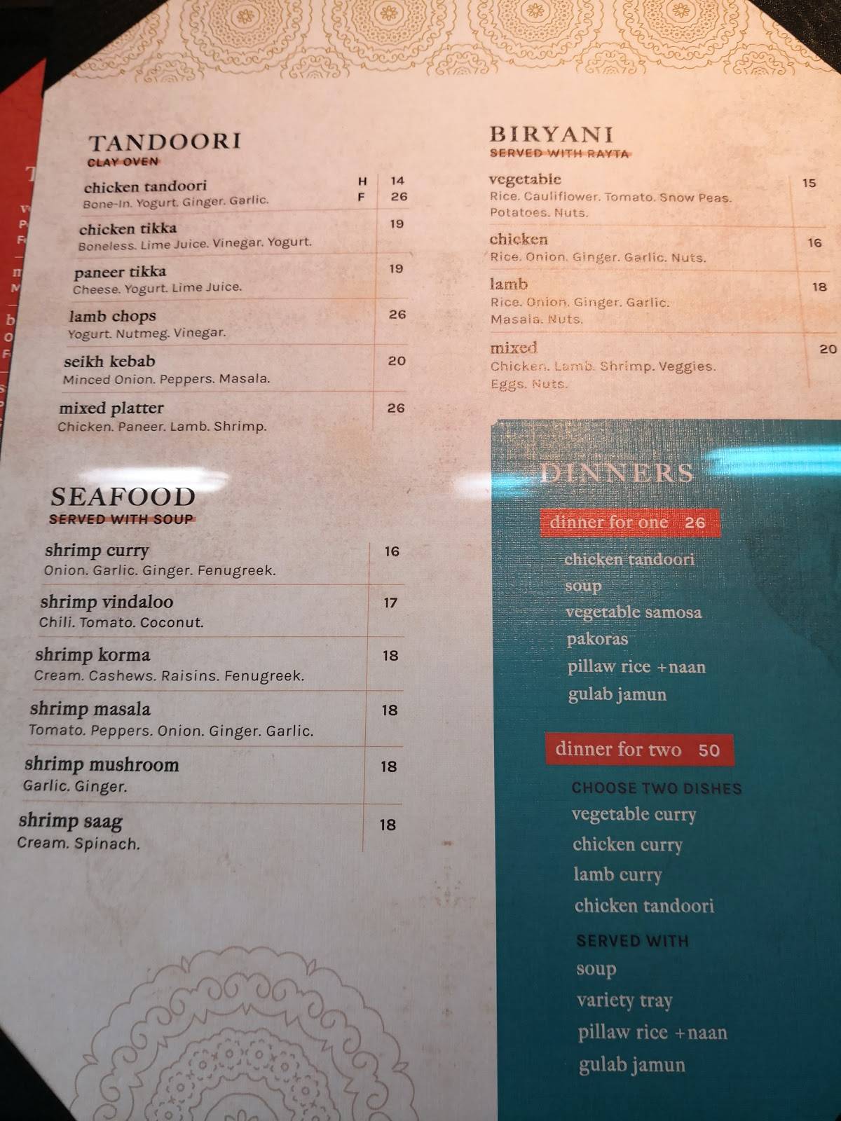 Menu at Amrit Palace restaurant, Ocala