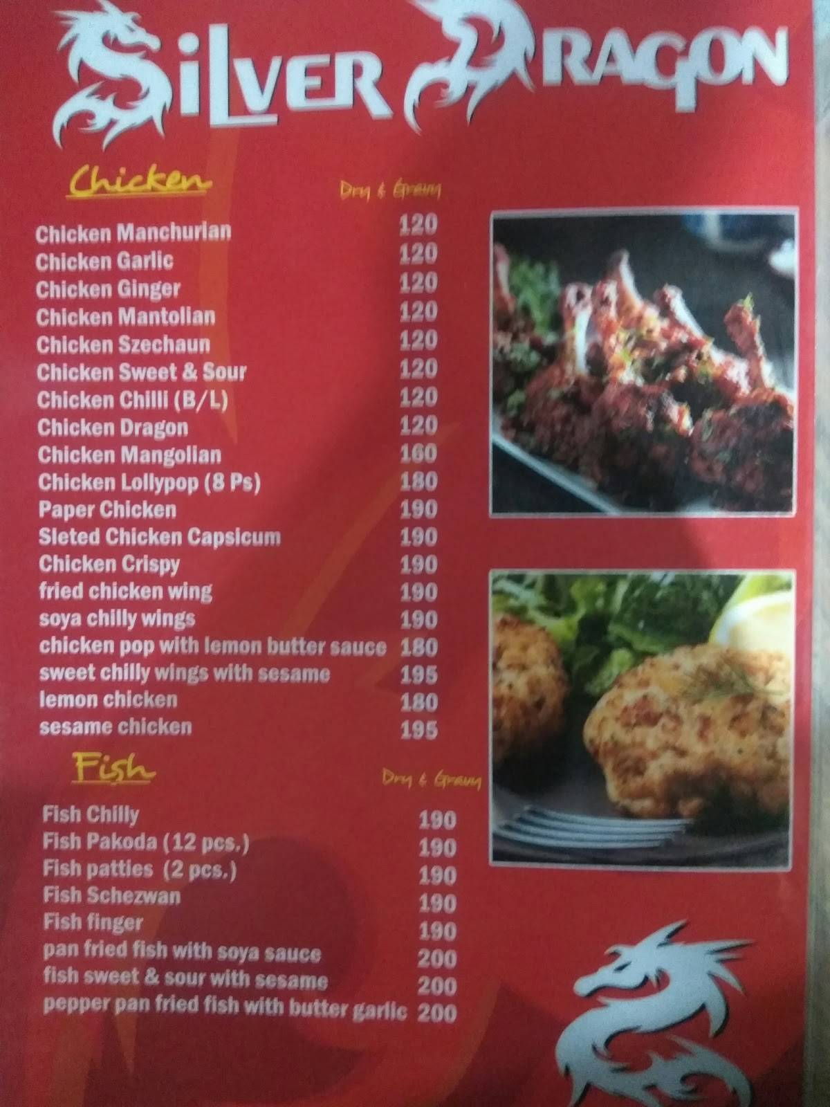 Menu at Silver Dragon, Anand, Mota Bazaar
