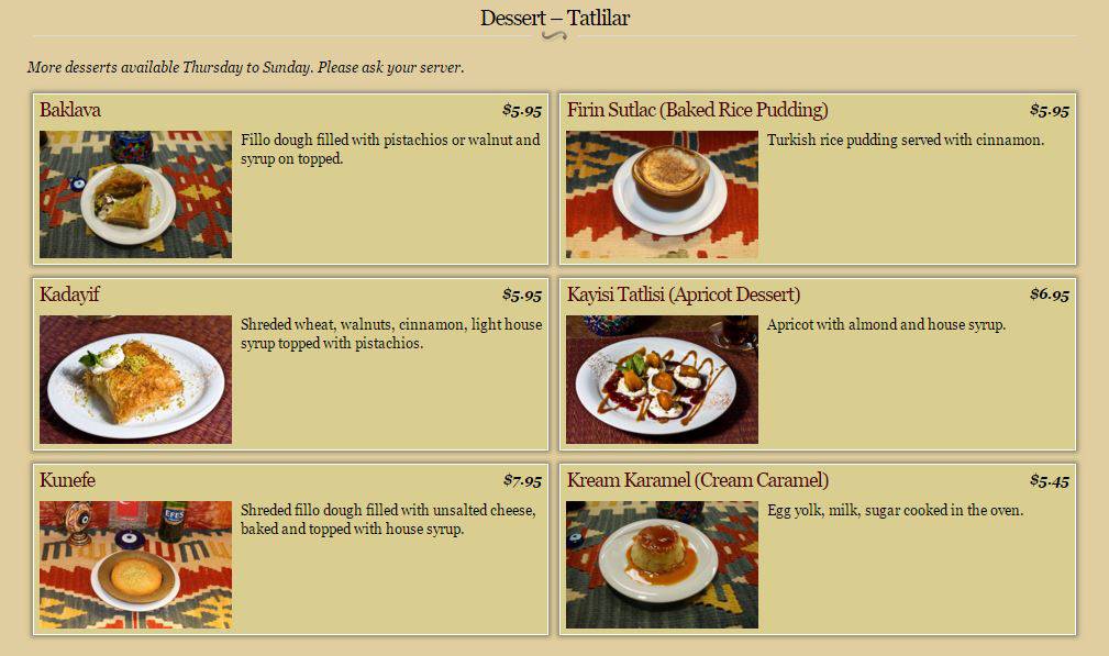 Menu at Anatolian Table restaurant, Rocklin, Lonetree Blvd #400